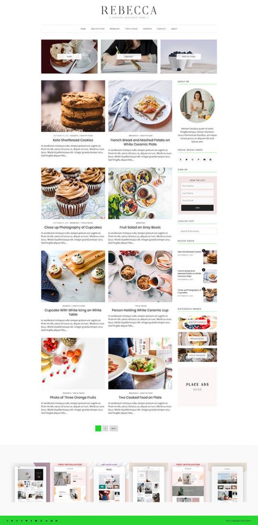 Rebecca Food - Personal Food Blog Theme - AZ-Theme.Net